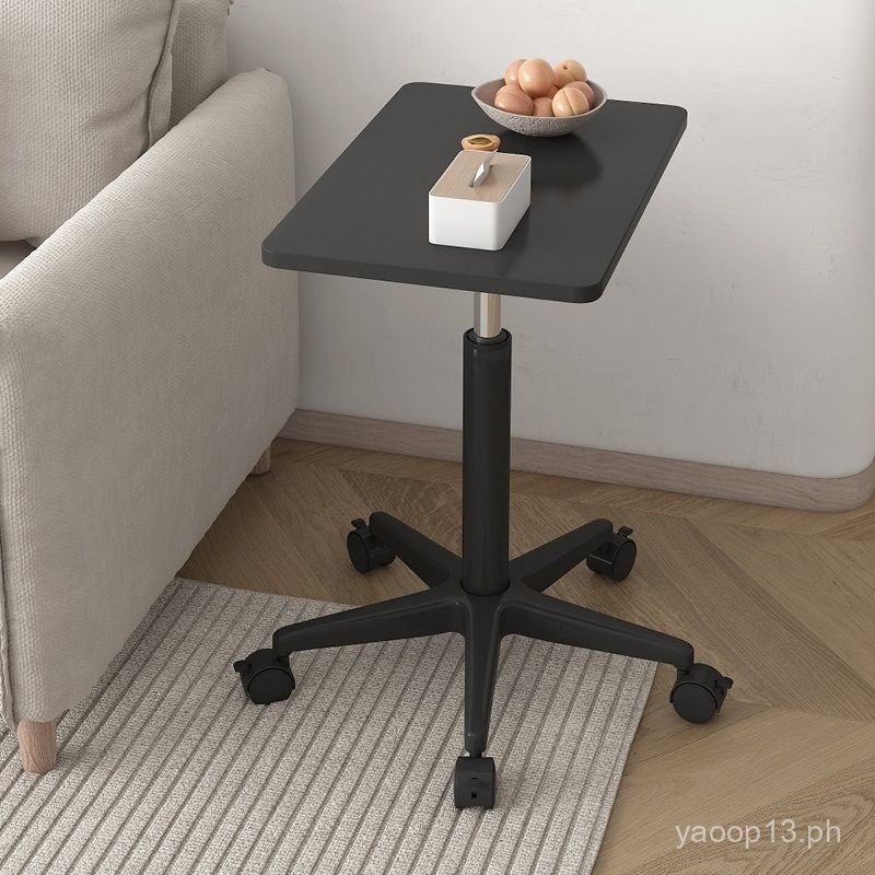 Movable Height Adjustable Desk with Wheels Small Bedside Table Standing ...