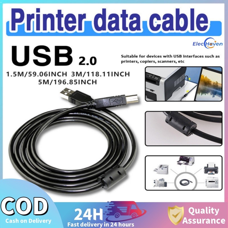 Universal USB 2.0 Printer Cable 1.5m 3m 5m USB Type A Male to B Male ...