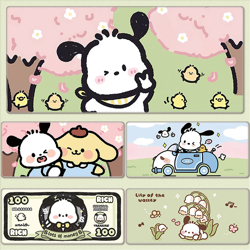 Kawaii Pochacco Mouse Pad 60x30cm Cute Cartoon Sanrio Mouse Pads Game ...