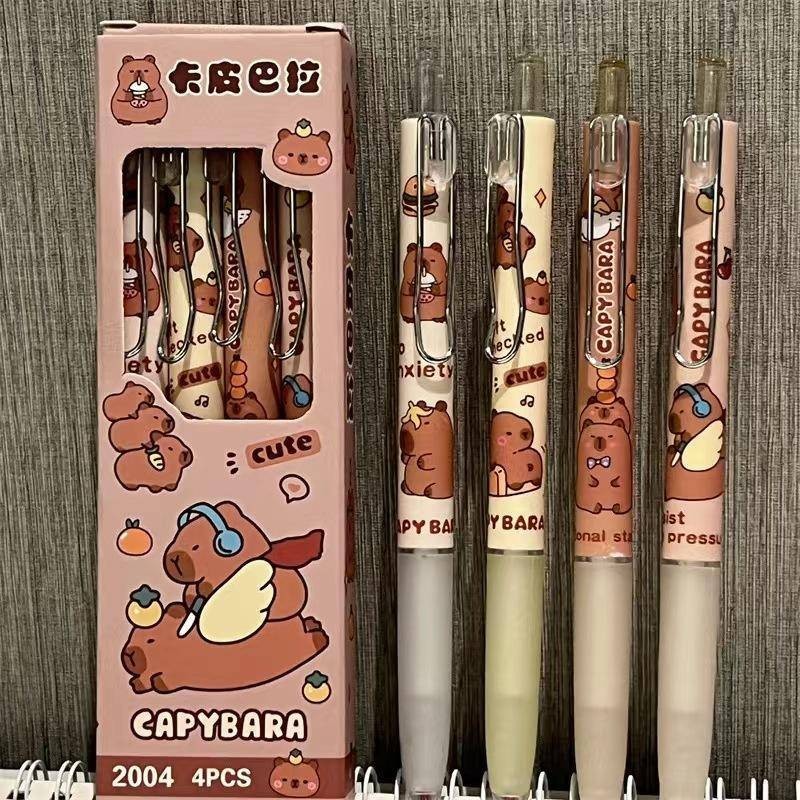4Pcs/Pack Cute Anime Capybara Gel Pen for School Writing Kawaii Cartoon ...