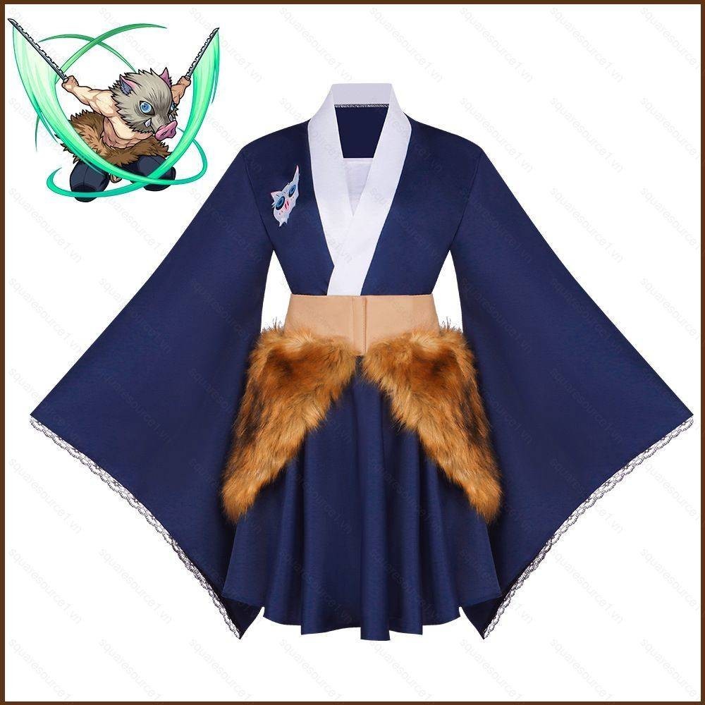squar1 Demon Slayer Hashibira Inosuke maid dress cosplay cloth ...