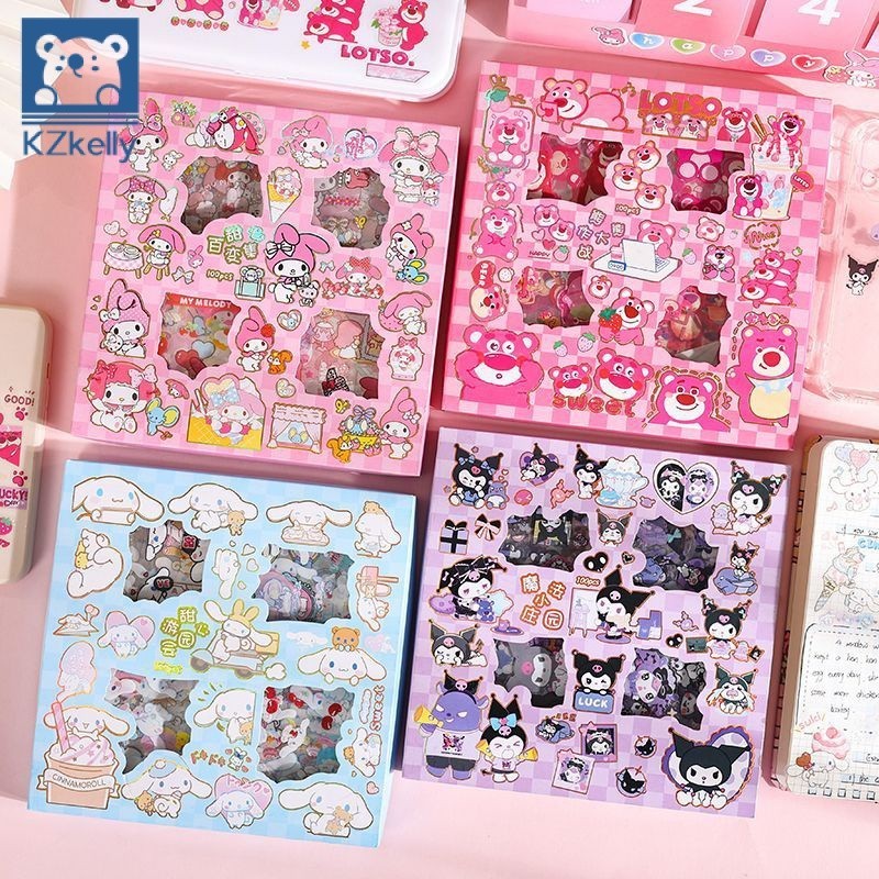 Cute cartoon 100 boxed notebook stickers Creative children's notebook ...
