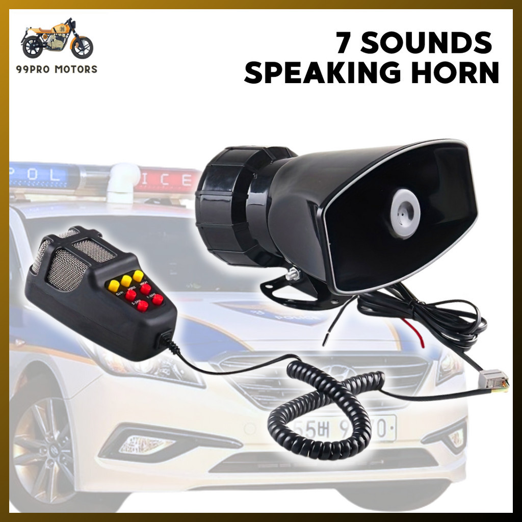CAR ACCESSORIES 7 SOUNDS SPEAKING HORN W/ SWITCH & MIC 12V 100W [99PRO MOTOR] | Shopee Philippines