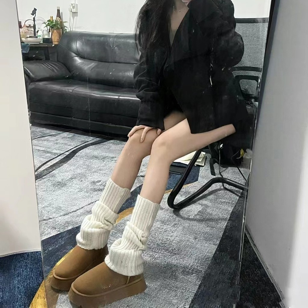 Sweet Leg Warmers Winter Knee Cover Socks Women Lolita Knitted Japanese ...