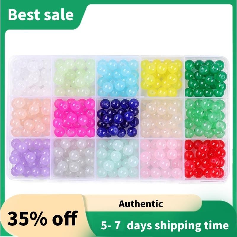 300Pcs 8mm Glass Beads Set Kit for Jewelry Making 5 Color Crystal Beads ...