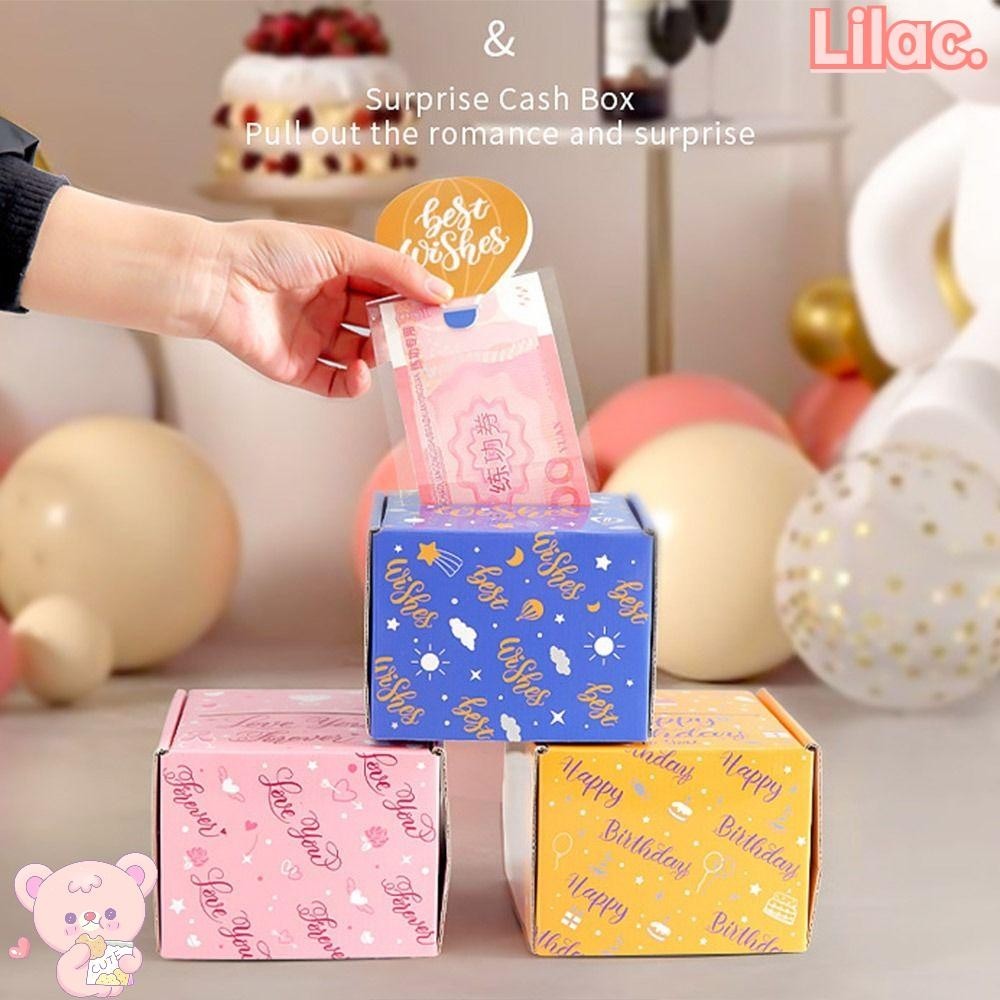 Lilac Happy Birthday Surprise Money Box Cake Decoration Surprise Cash