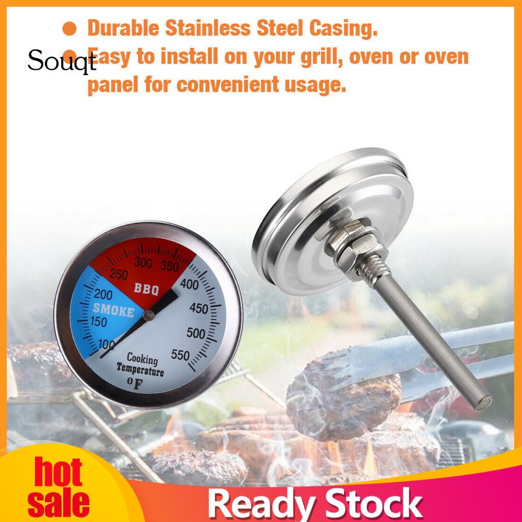 Easy Reading BBQ Thermometer Gauge Quick Response Stainless Steel 3 ...
