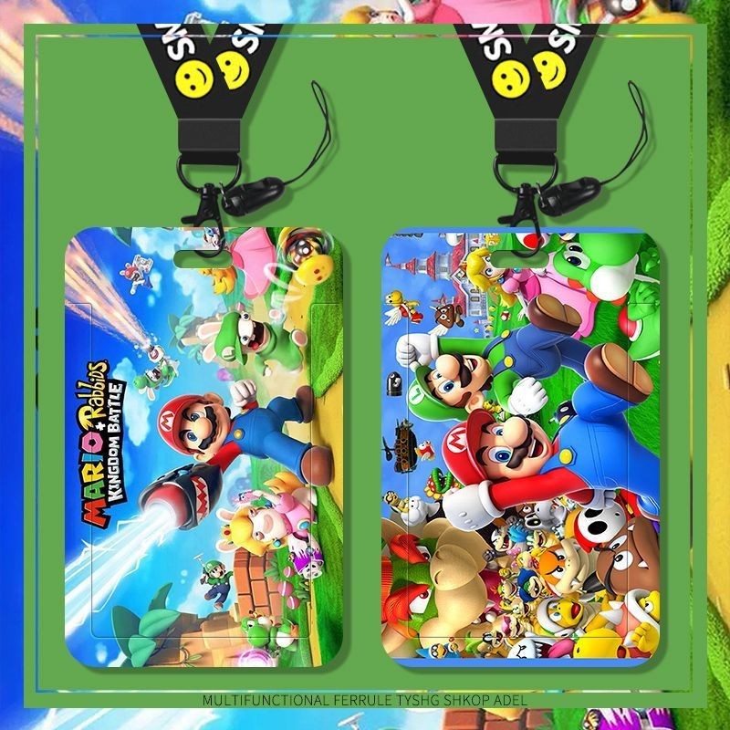 New Style Student Card Holder Mario Cartoon with Lanyard Hanging Neck ...