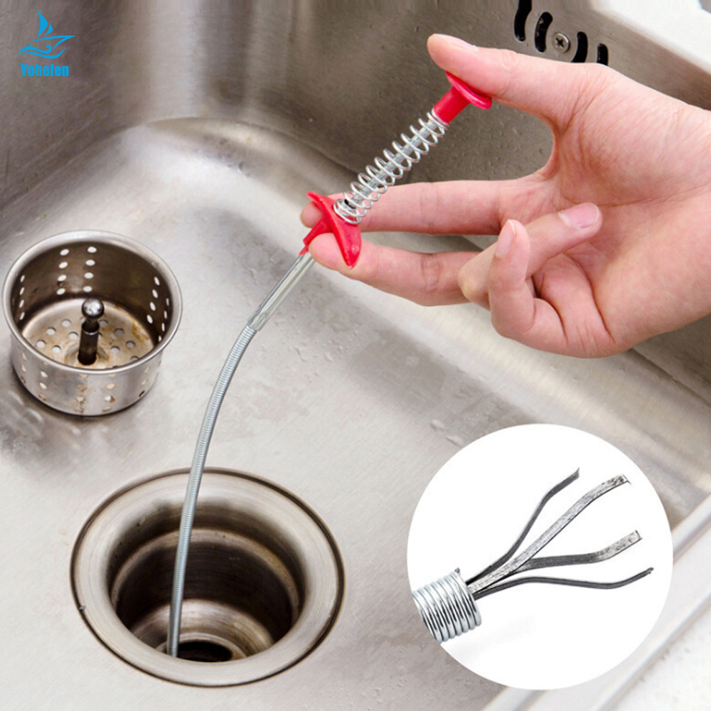 60CM Spring Pipe Dredging Tool Unblocker Drain Clog Tool Clog Remover ...