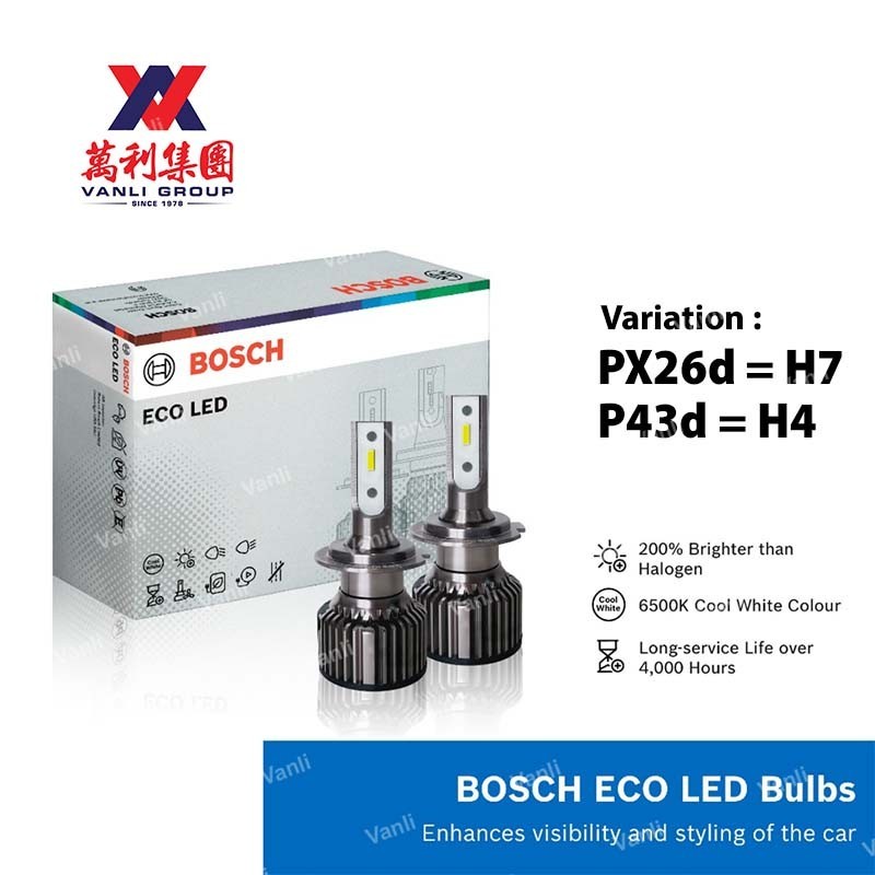 BOSCH ECO LED for Automotive Lighting H4 / H7 Bulbs Cool White 6500k ...