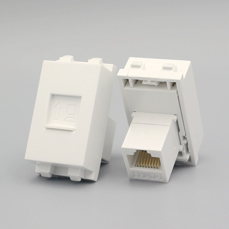 White CAT5E RJ45 Connector Modular Network Straight-through Module For ...