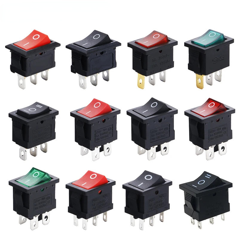 5Pcs Rocker Switch 21*15mm 6A 250VAC for Welding Machine Black White ...