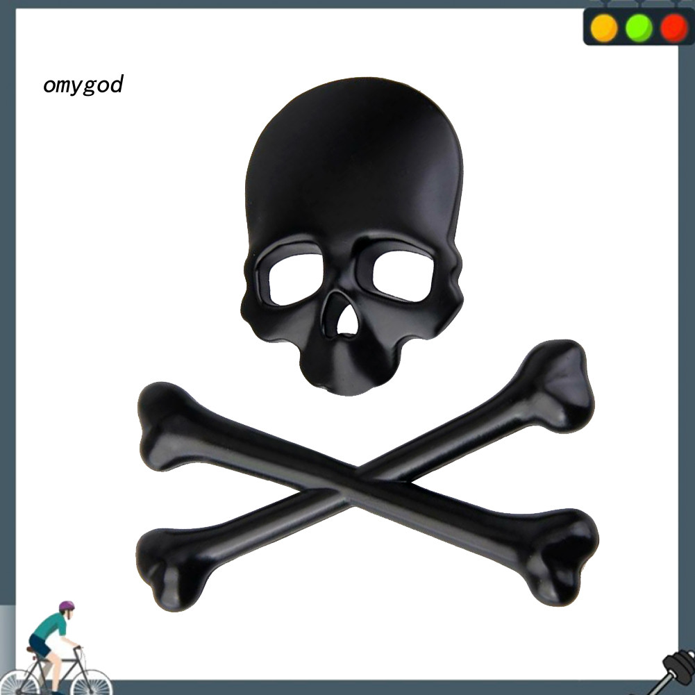 OMG Metal 3D Skull Head Bone Motorcycle Car Tank Emblem Badge Decal ...