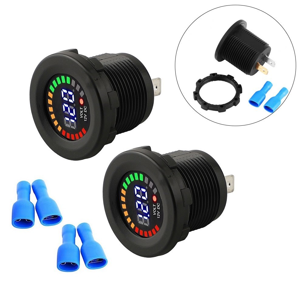 DC 12V Waterproof LED Volt Meter Set of 2 for Truck Motorcycle Car Use ...
