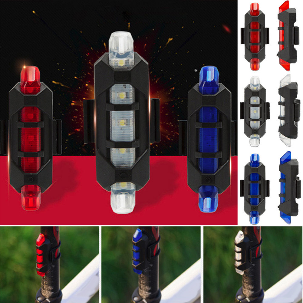 VCF 5 LED Bike Bicycle Cycling Safety USB Tail Rear Warning Light Mini ...