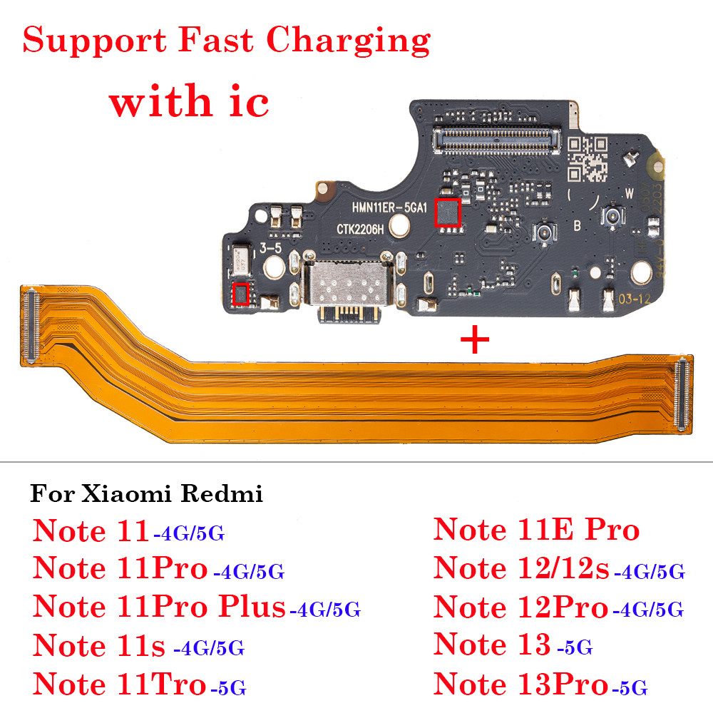 USB Charging Port Dock Connector Charger Board + Motherboard Flex Cable ...