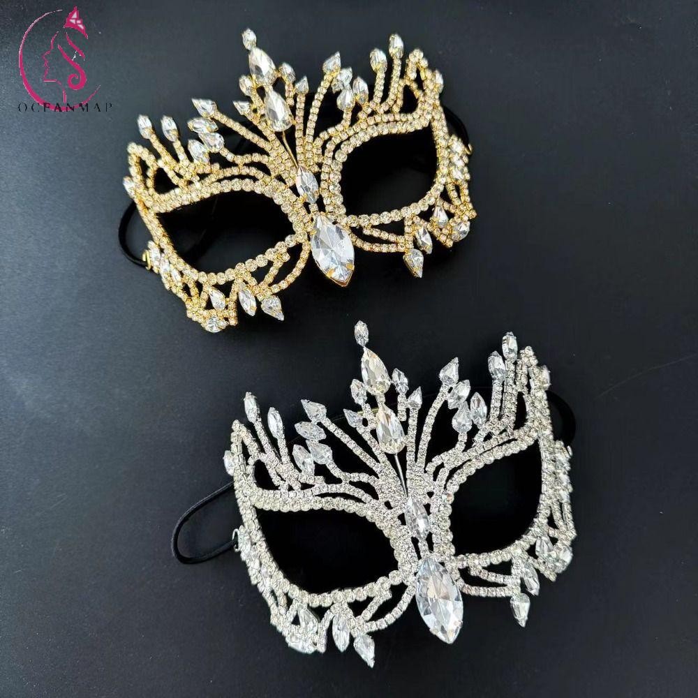 OCEANMAP Rhinestone Mask, Veil Tassel Masquerade Mask, Simple Full Face ...