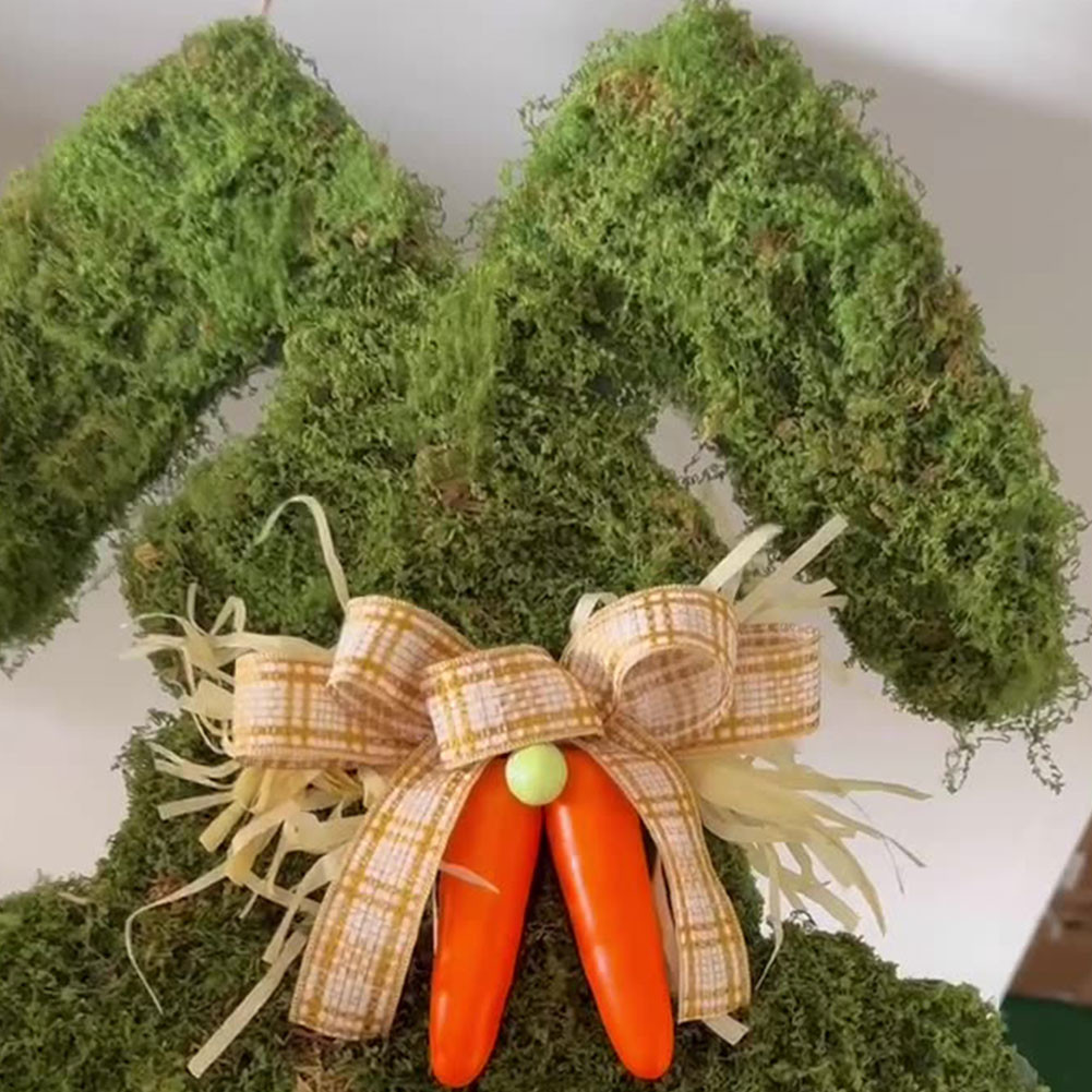 Easter Artificial Moss Rabbit Figurine Cute Bunny Figurine for Home ...