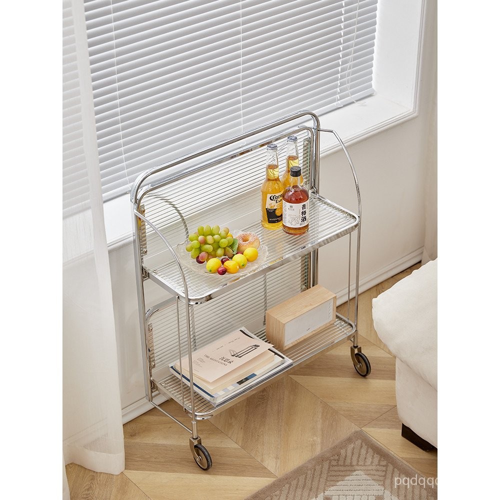 Vintage Changhong Glass Trolley for Living Room ins Sofa Side Table ...