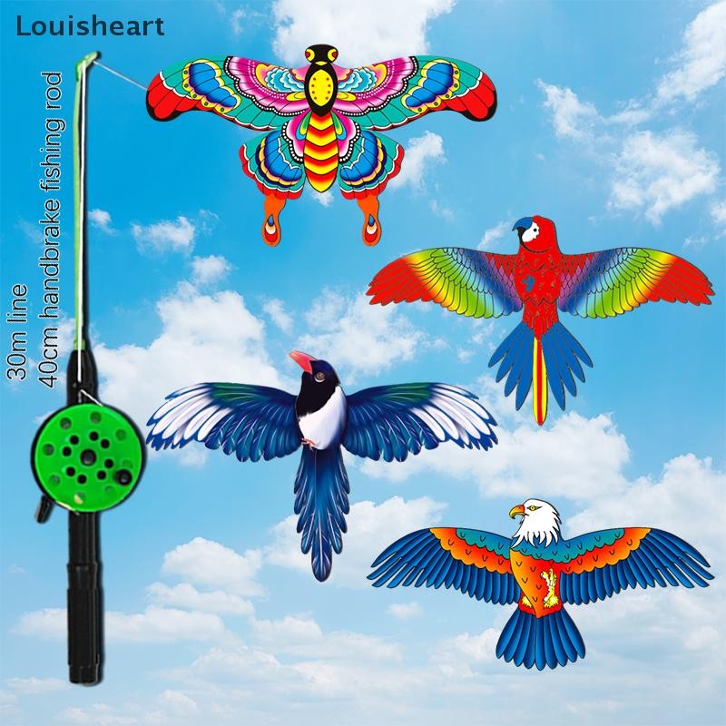 LHPH 1Set Children Flying Kite Toy Cartoon Butterfly Mermaid Parrot ...