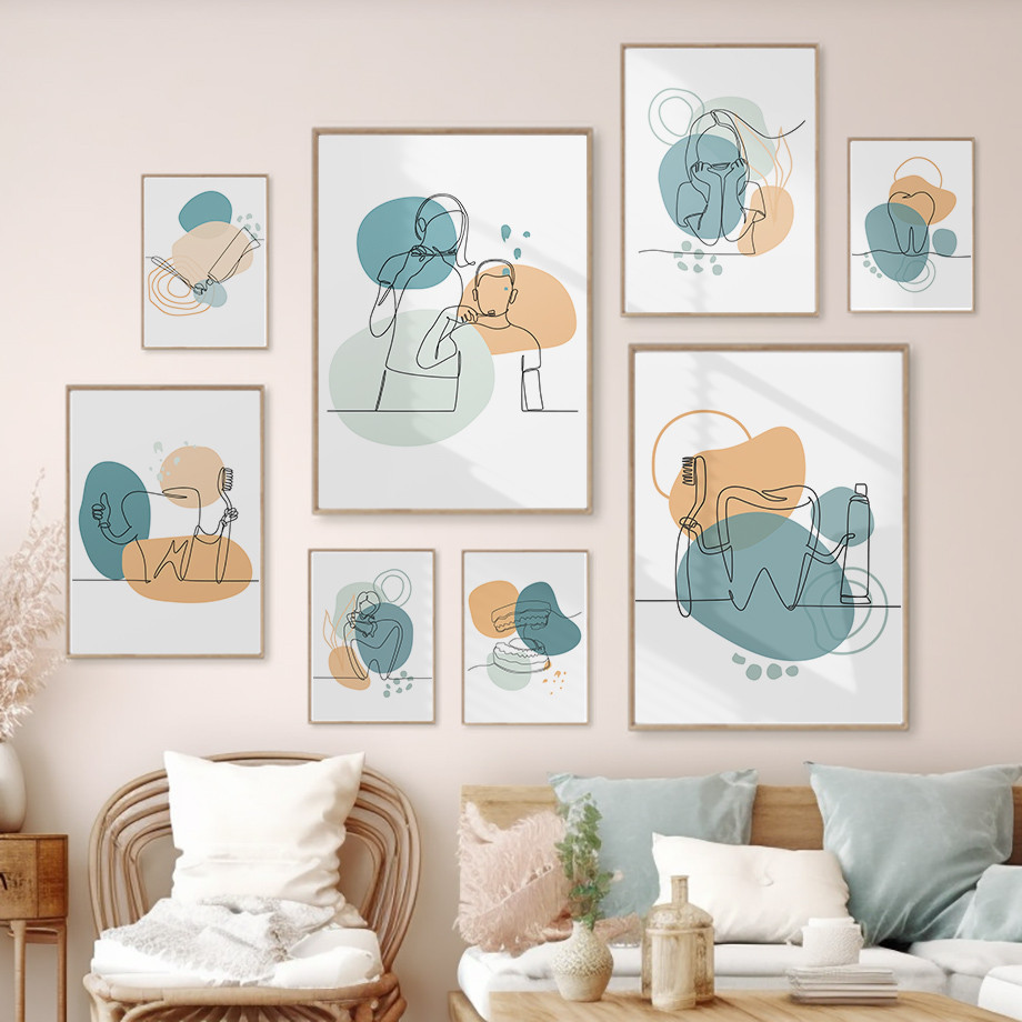 Abstract Tooth Line Dental Clinic Poster Oral Health Dentist Wall Art ...