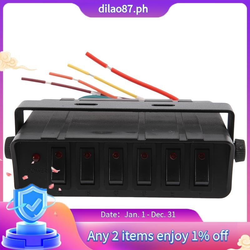 6 Gang On/Off Rocker Switch Box with Red LED Light,12-24V 80A Switch ...