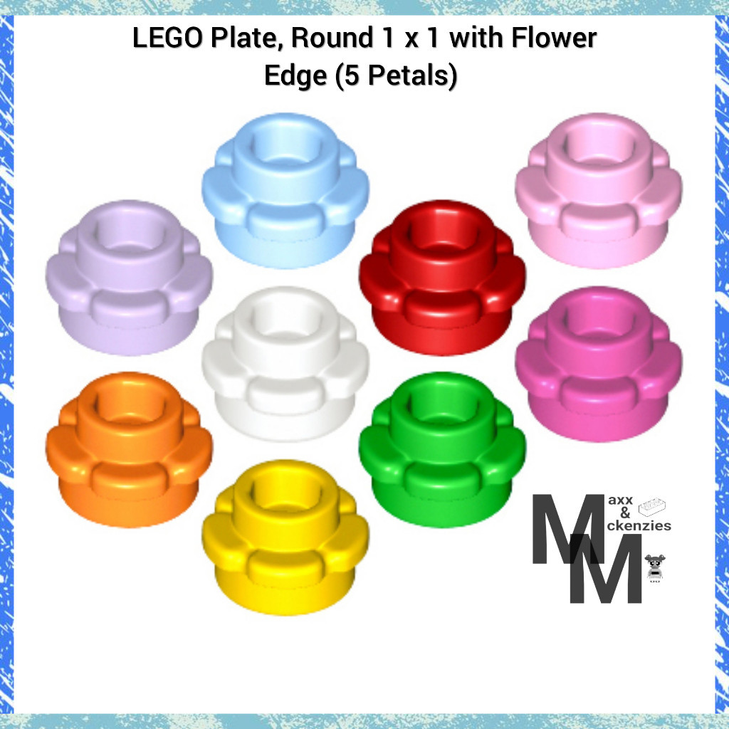 (2pcs) Plate, Round 1x1 with Flower Edge (5 Petals) (24866) LEGO Part ...