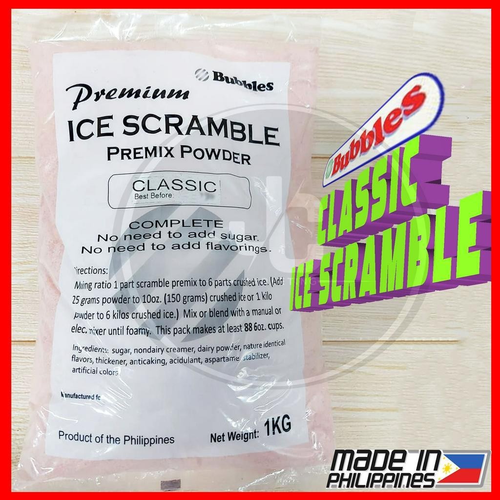 Bubbles Premium Ice Scramble Premix Powder Classic 1kg | Makes: 88 6oz ...