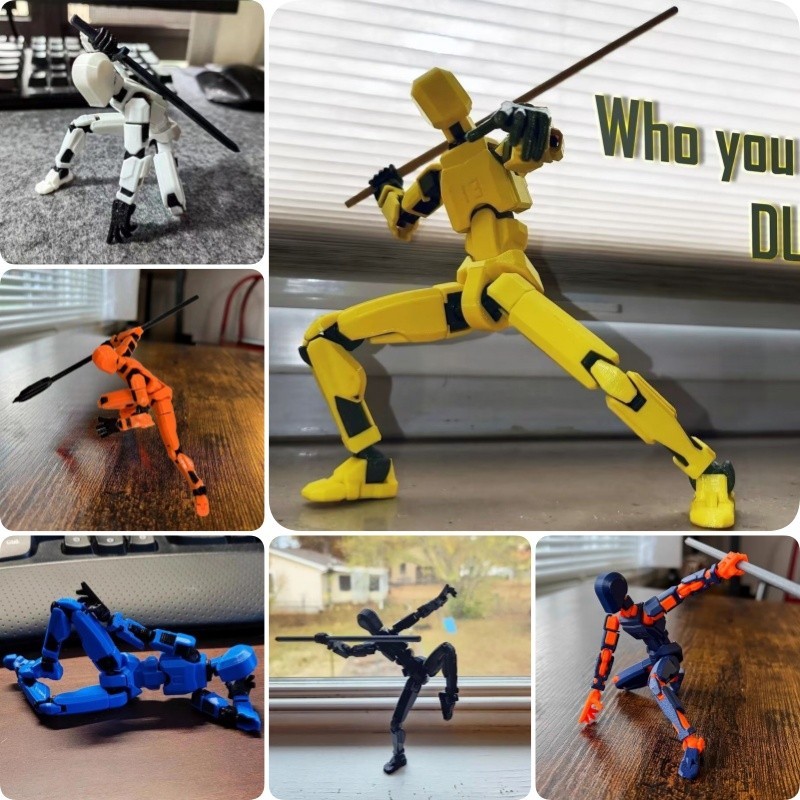 Children Boys DIY Toys Kongfu Robot 13 Joint Movable 3D Printing Dolls ...