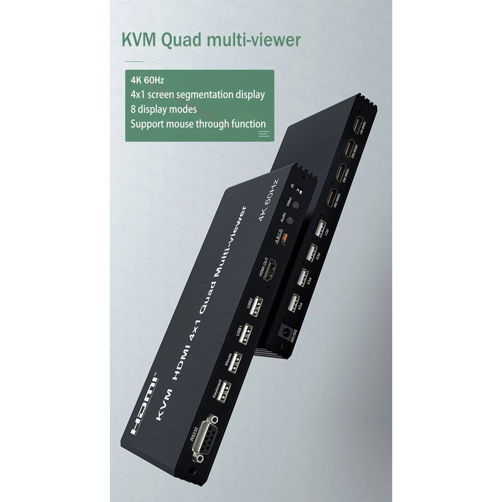4 Port HDMI Multi viewer KVM Switch 4K 60Hz Multivisor HDMI KVM Quad ...