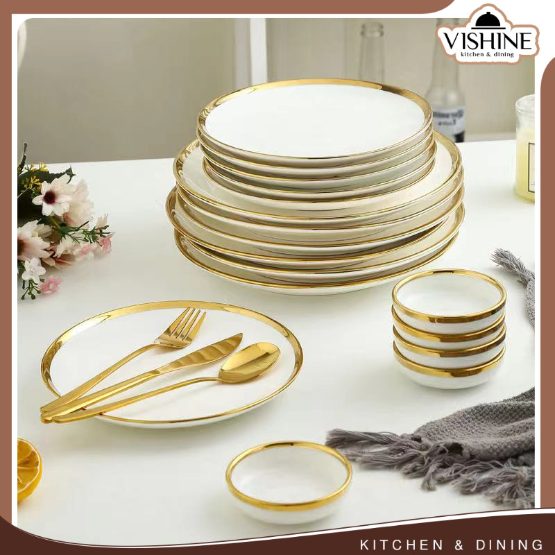 VISHINE.OFF Luxury Ceramic Tableware 12/36pcs Set 2/6person Combination ...