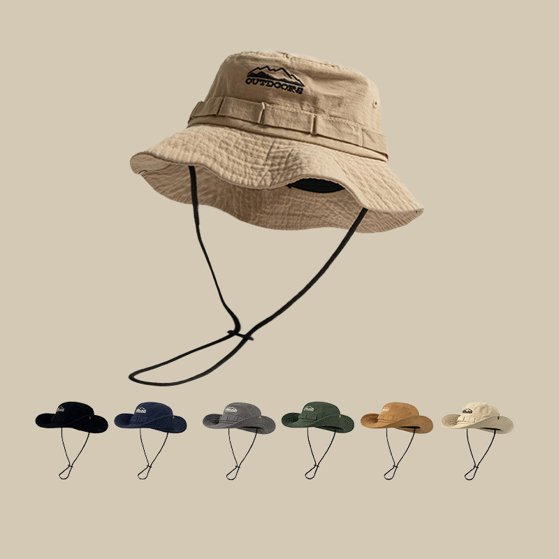 Embroidered Retro Washed Bucket Hat Unisex Sunscreen Hat Outdoor Fishing Mountaineering Sun Hat ...