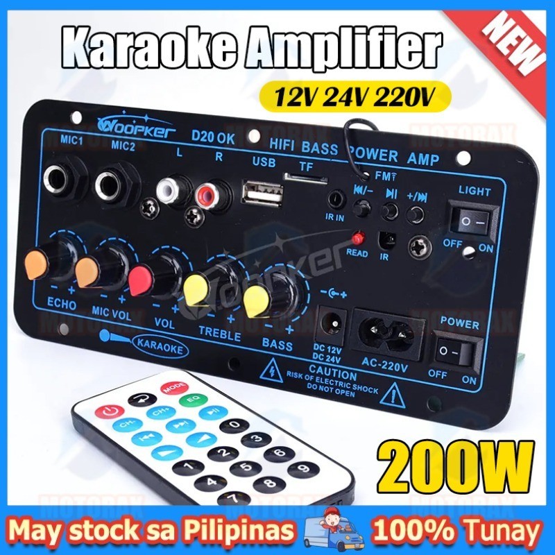200W Bluetooth Amplifier Board USB FM Radio TF Player Audio Subwoofer ...