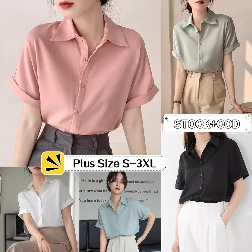 {shipped From Manila Cod}plus Size Blouse For Women Basic Korean Formal