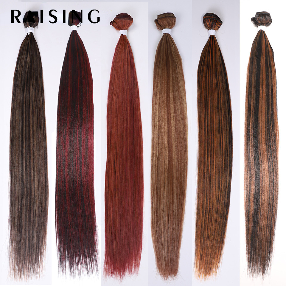 RAISING Synthetic Straight Hair Extensions Ombre Blonde Bone Straight ...