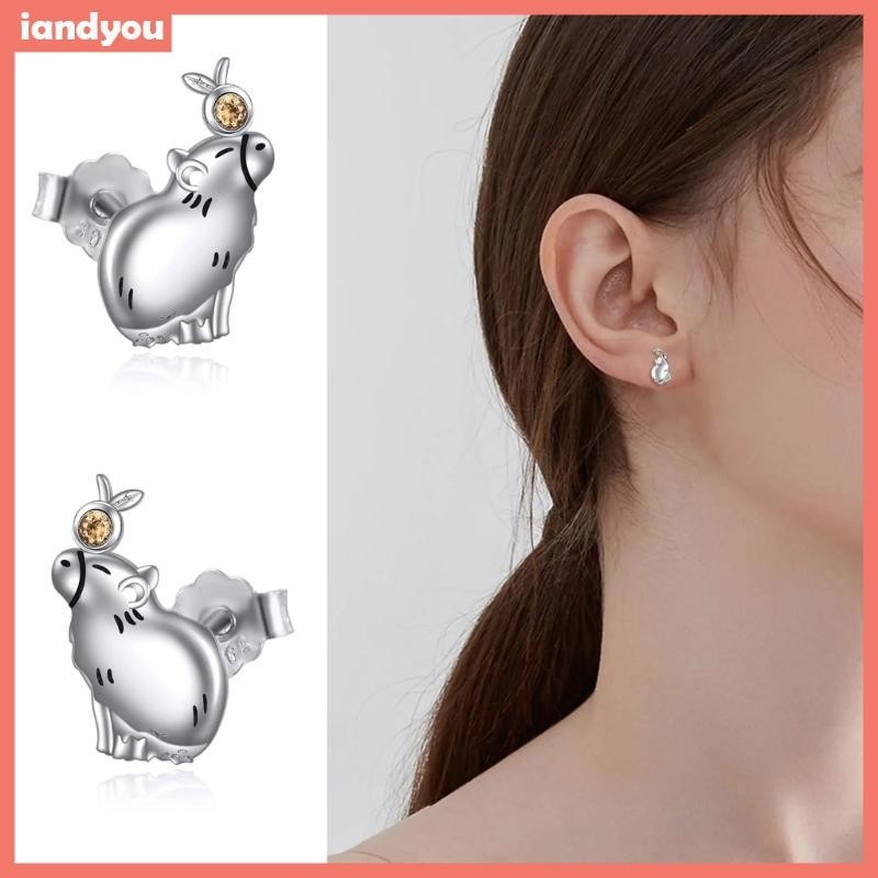 Animal Ear Studs Set Sweet Bowknot Earrings for Women Simple Silver Ear ...