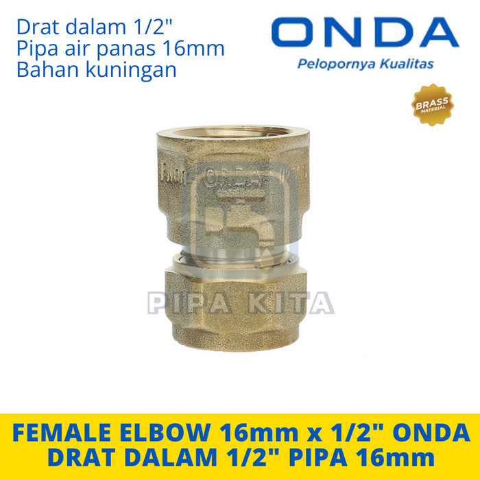 Female Straight 16mm x 1/2 inch Hot Water Pex ONDA Socket Deep Thread ...