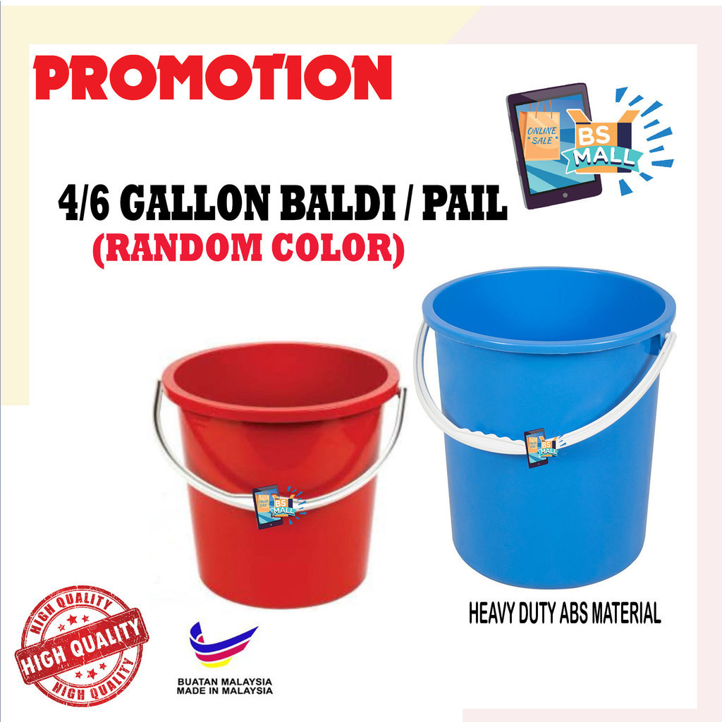 BS MALL 4/6 Gallon High Quality Plastic Solid Pail Mop Bucket With ...