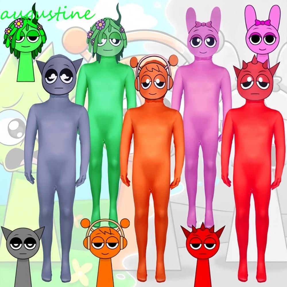 AUGUSTINE Sprunki Incredibox Cosplay Costume, Tight with Mask Game ...