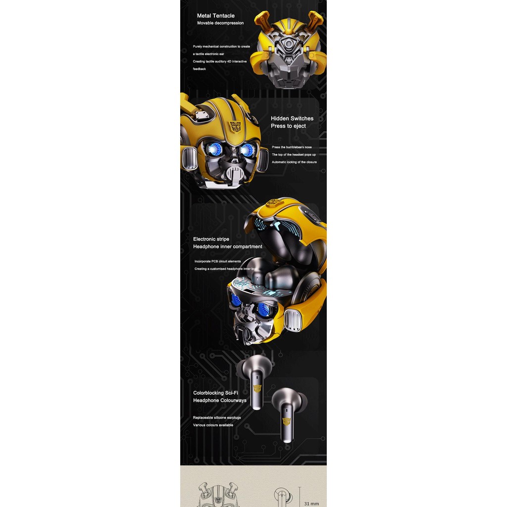 Genuine TRANSFORMERS H1 High-Quality Bluetooth Earphone Cool Bumblebee ...