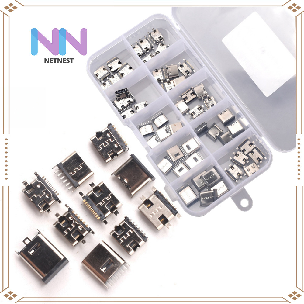 50-100Pcs 10Models Female Type-C USB Charging Pin Dock Connectors ...