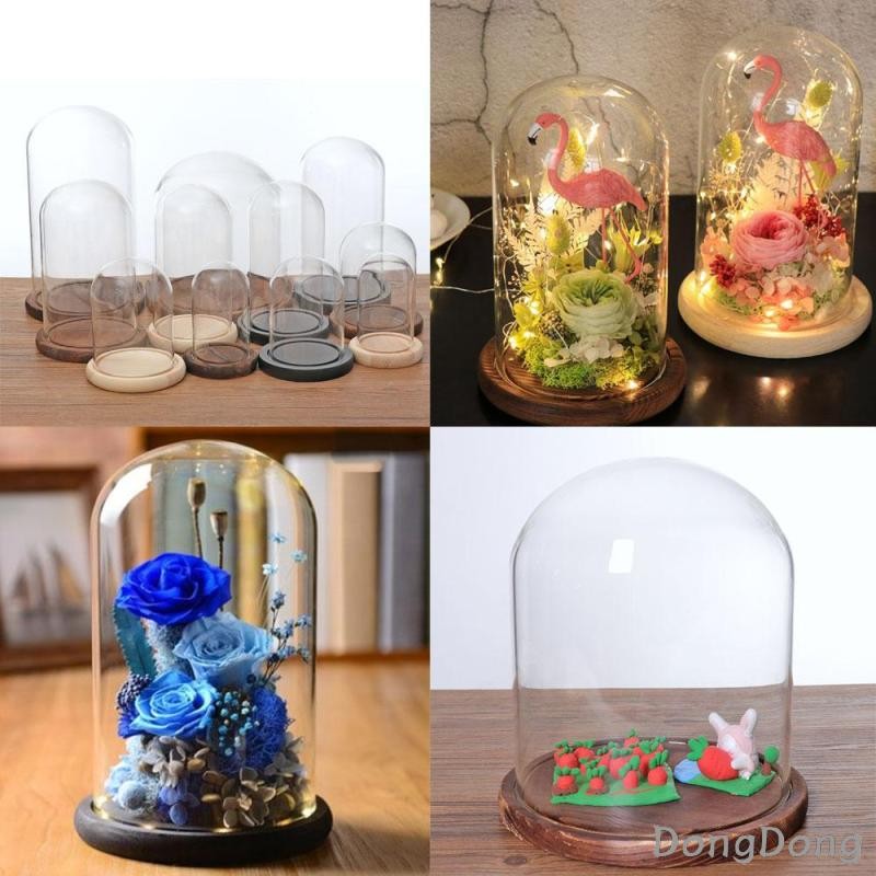 [Dong] Clear with Wooden Base for Home Wedding Party Centerpiece ...