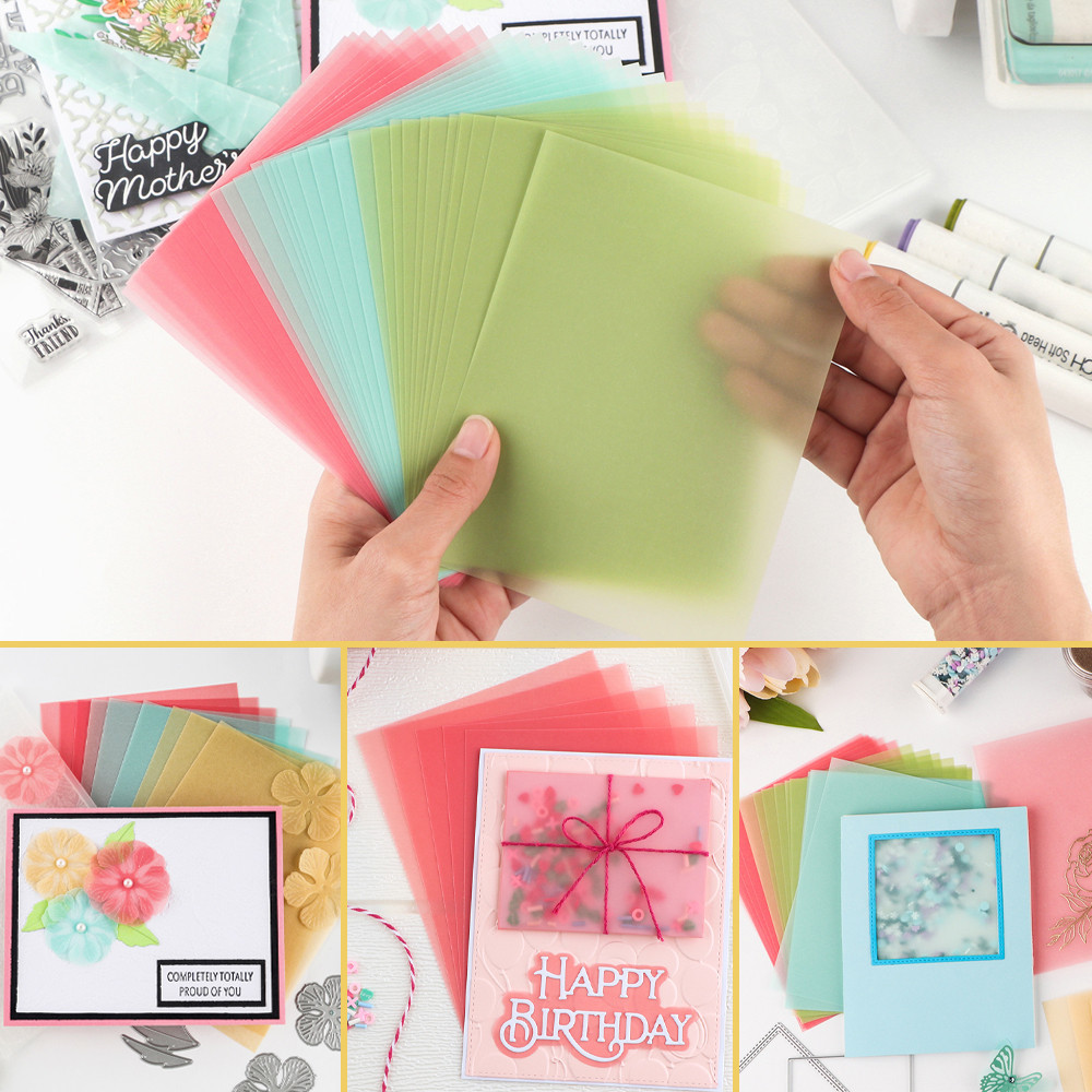 30 Pcs/Pack Colored Frosted Smooth Vellum Paper Sheets Heat Resistant ...