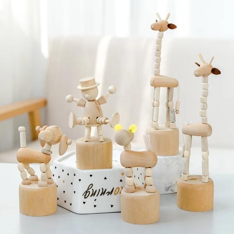 Cartoon Wooden Artwork Movable Puppet Educational ToysToy | Shopee ...