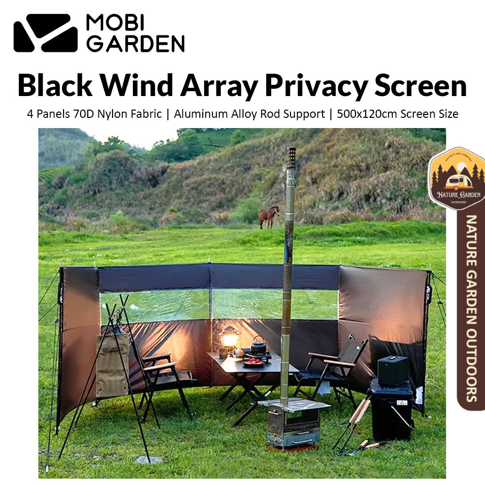 Mobi Garden Black Windscreen 500x120cm Wind Breaker Shield Camping ...
