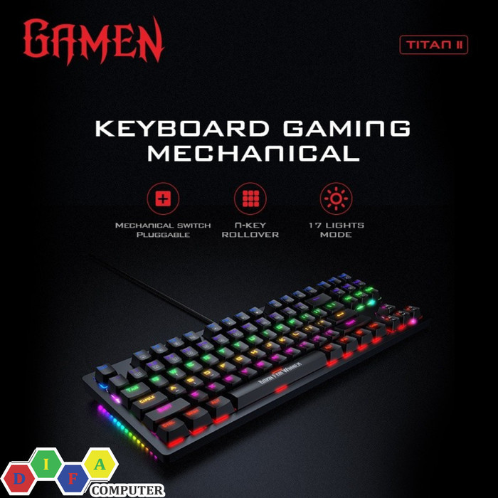 Gamen Titan II Mechanical Switch Blue Gaming Keyboard Wired - Red Key ...