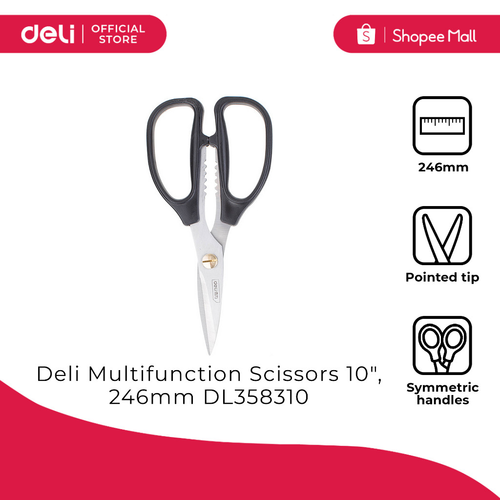 Deli DL358310 Multifunction Scissors 10", 246mm | Shopee Philippines