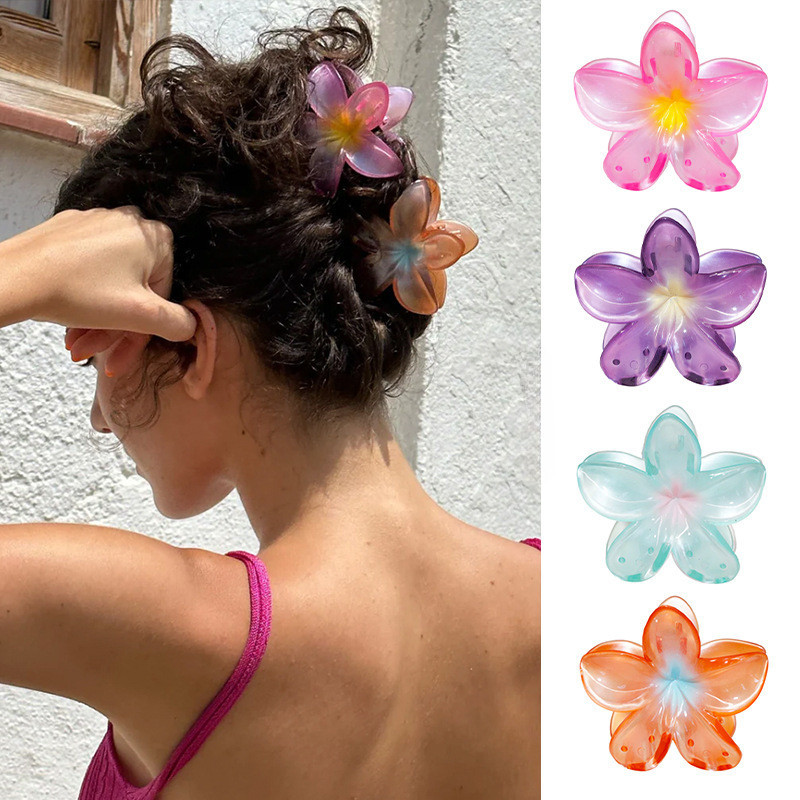 [Magpie] Crystal Plumeria Clip Summer Women's Beach Hair Clip Fashion ...