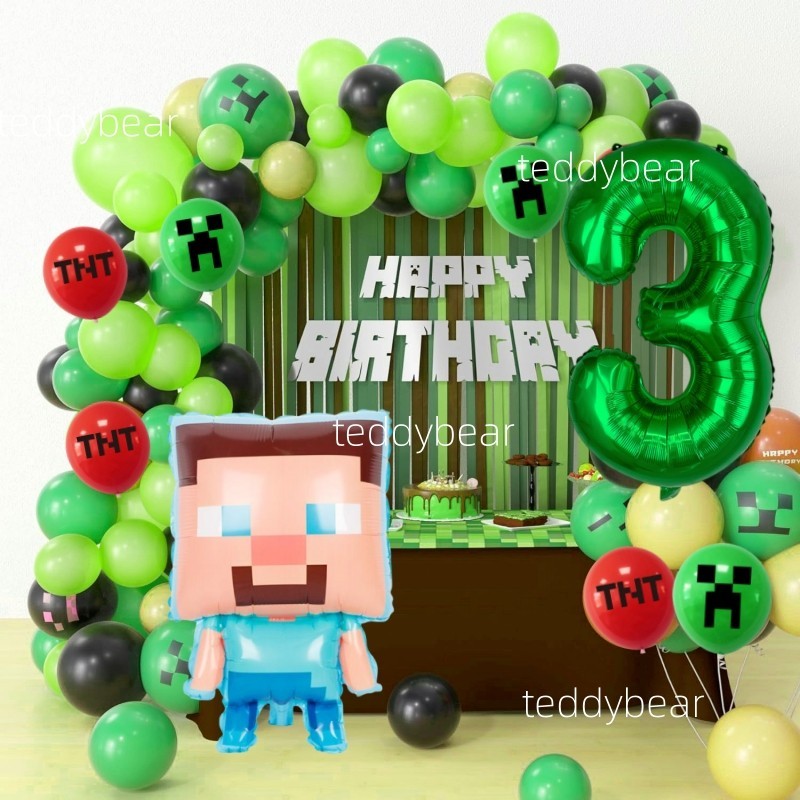 Minecraft Game Balloon Garland Arch Kit 32" Green Number Balloon 0-9th ...
