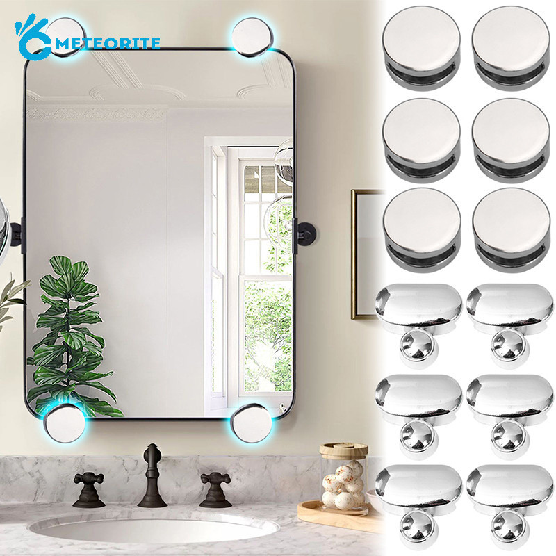 Bathroom Wall Installation Glass Mirror Retaining Round Metal Clip with ...